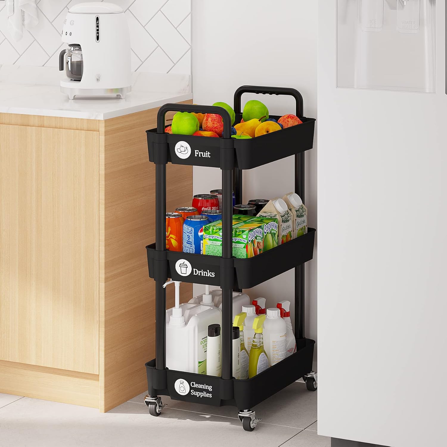 Laiensia 3-Tier Kitchen Storage Cart,Multifunction India | Ubuy