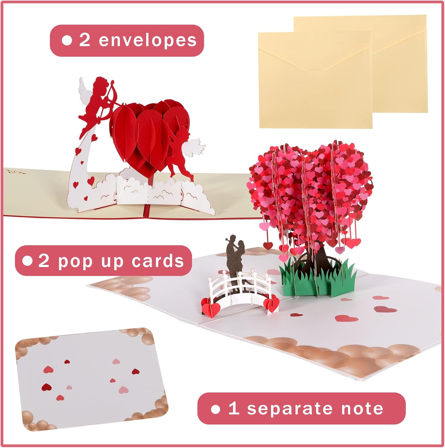 Buy HolidayIdeas 3D Valentines Day Cards for Him/Her, 2 Pieces Pop Up ...