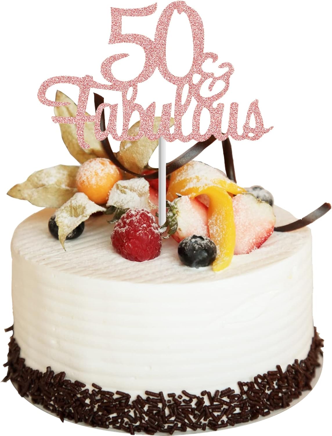 50 Fabulous Birthday Cake Topper, Rose Gold Glitter India | Ubuy