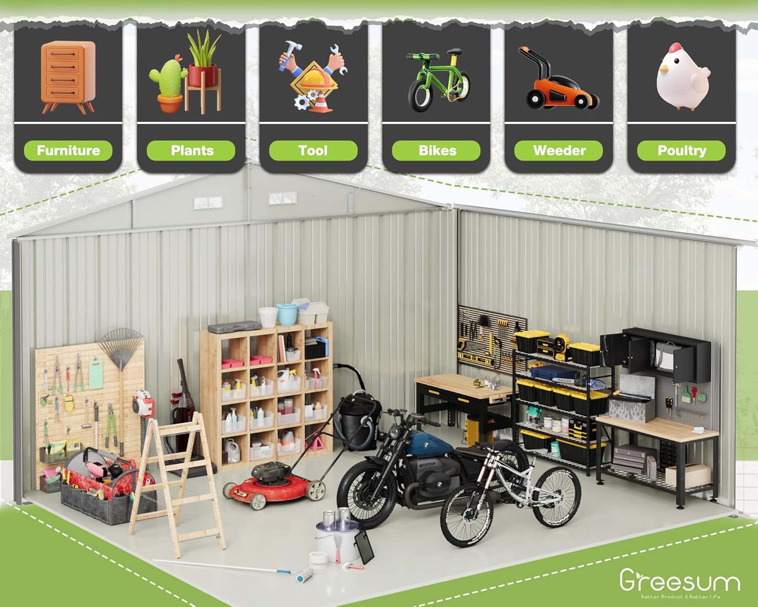 Greesum Outdoor Storage Shed 10 x 8 ft. Utility Tool India | Ubuy