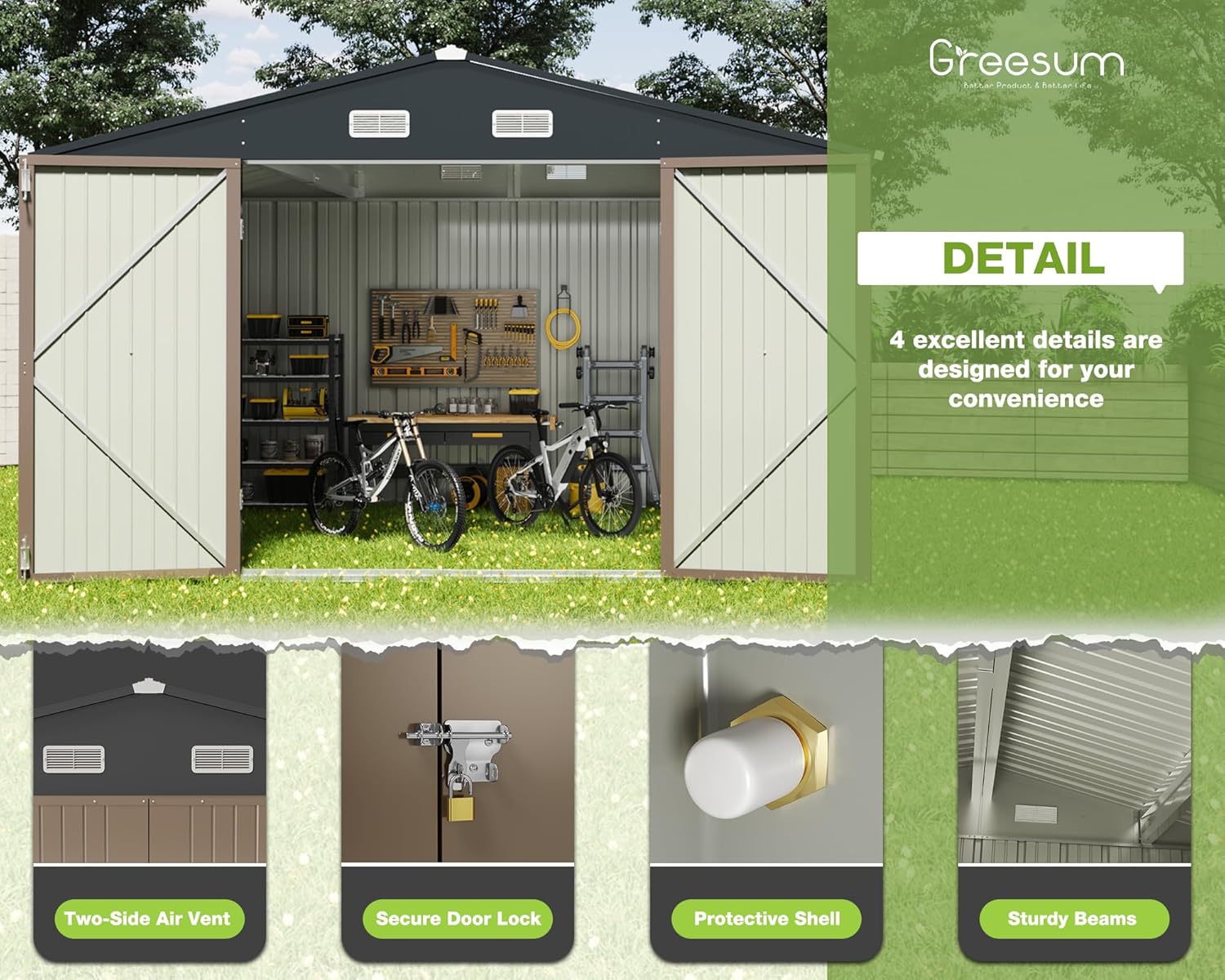 Greesum Outdoor Storage Shed 10 x 8 ft. Utility Tool India | Ubuy